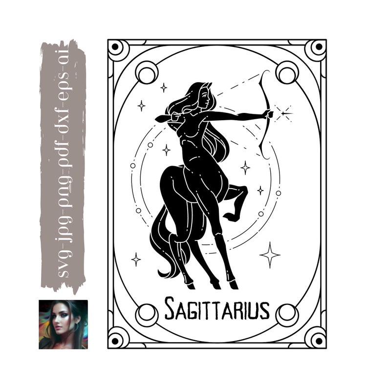 Sagittarius Tarot Card Svg, Mystical Svg, Witchy Svg, Dark Svg, Zodiac ...