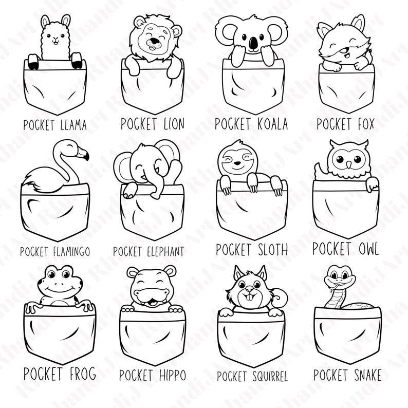 Pocket Animals 39 Pack Bundle, Cut Files Svg, Dxf, Eps, AI, Png, Jpg ...