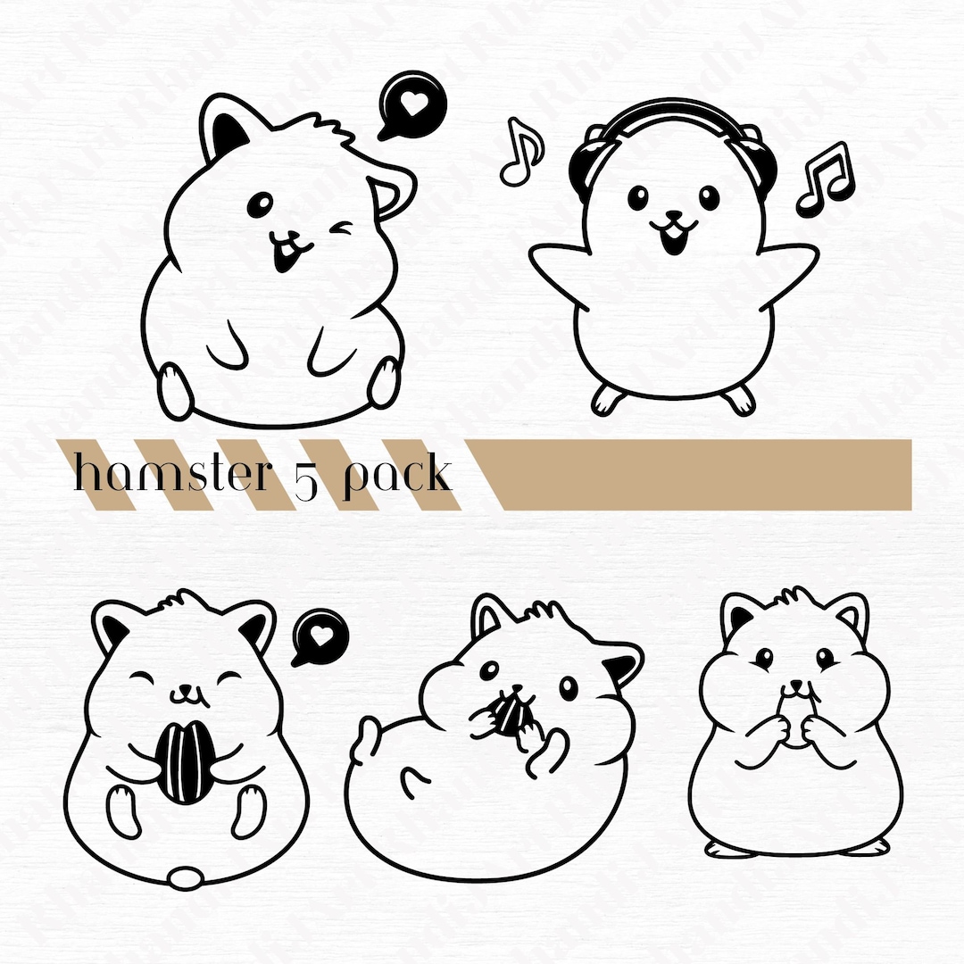 Hamster Svg Bundle, 5 Pack Bundle, Hamster Svg, Hamster Clipart ...