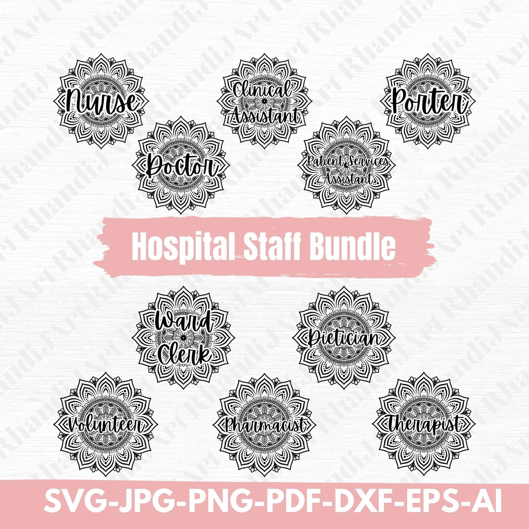 Hospital Staff Floral Mandala Bundle Svg Mandala Svg - Etsy