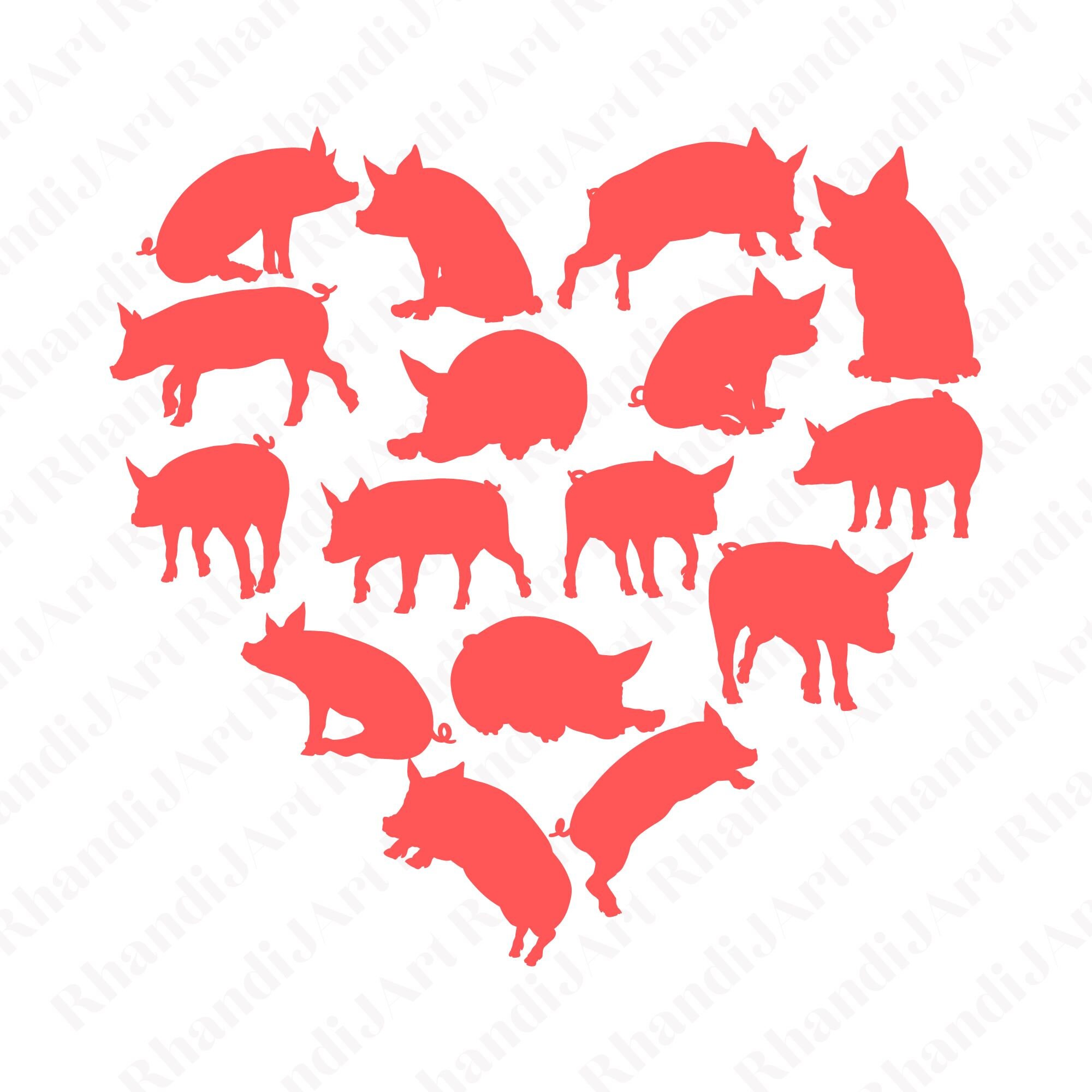 Pigs in A Heart Formation, Valentines Svg, Piggy Svg, Valentine Svg ...