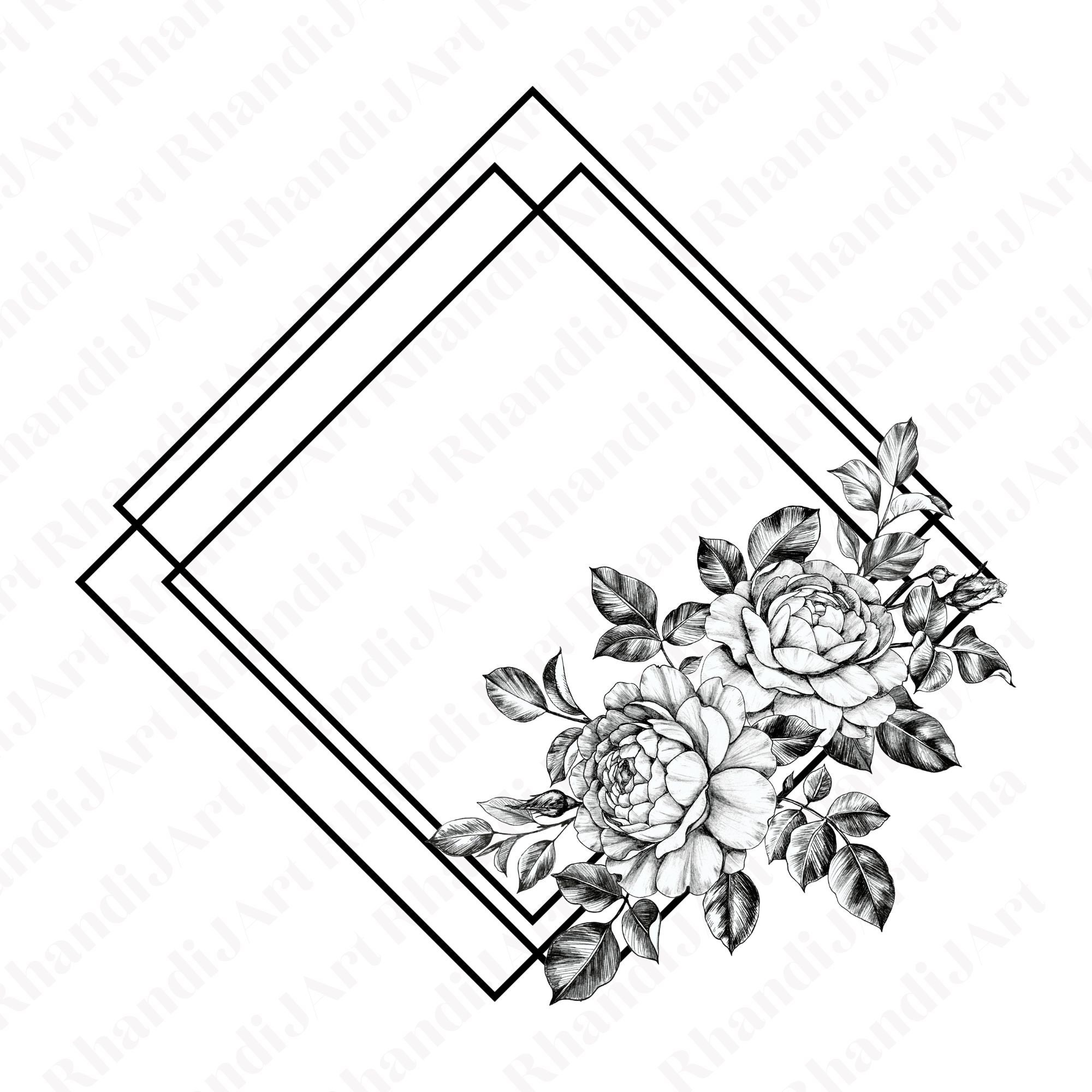 Floral Diamond Frame Png Floral Diamond Frame Flowers - Etsy
