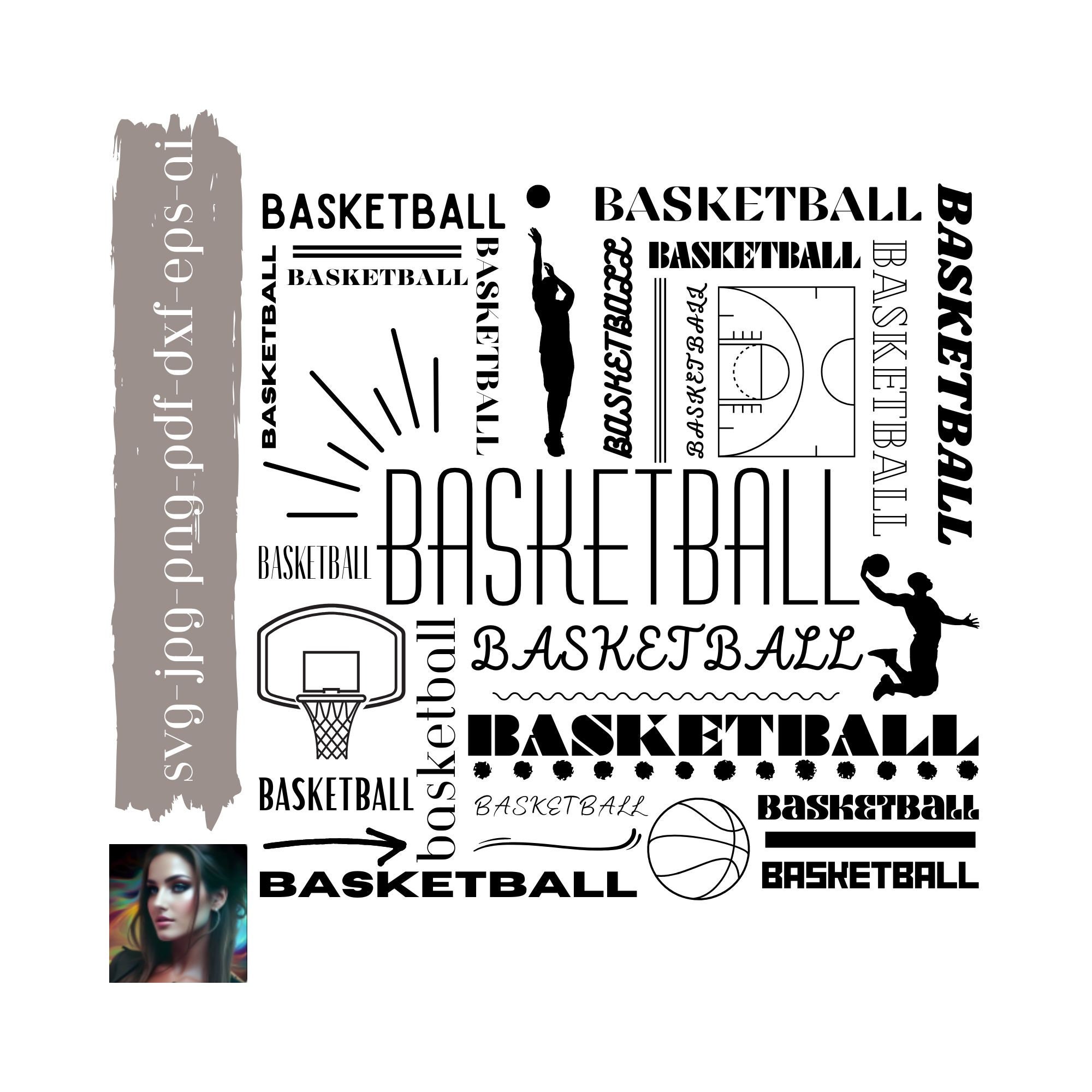 Basketball Collage Svg, Lay up Svg, 3 Pointer Svg, Half Court Svg ...