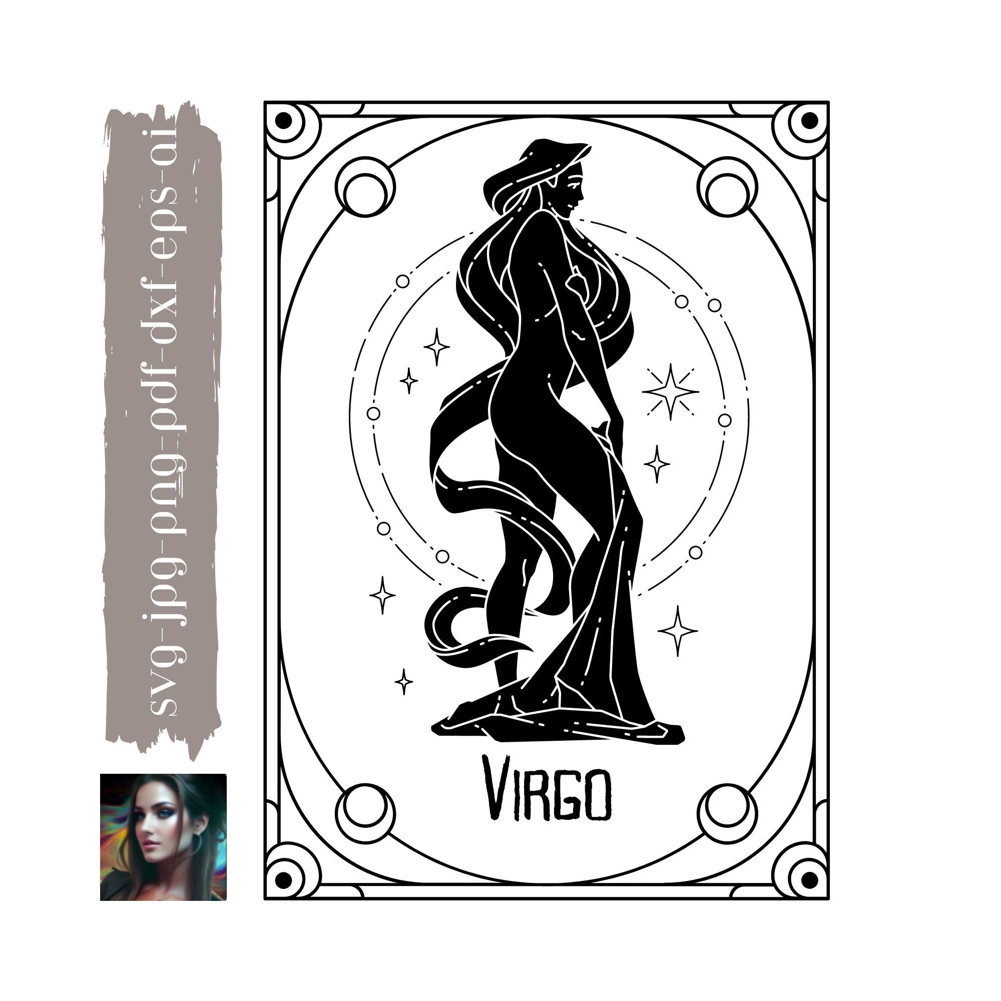 Virgo Tarot Card Svg, Mystical Svg, Witchy Svg, Dark Svg, Tarot Card ...