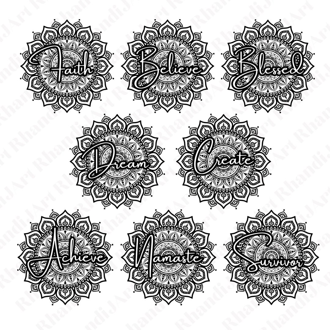 Mandala Positive Words 20 Pack Bundle, Mandala Bundle, Positive Words ...