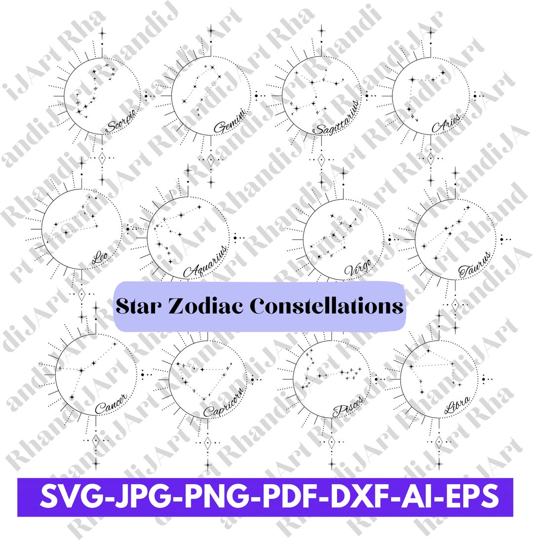 Zodiac Constellations Svg Constellations Svg Zodiac Svg - Etsy