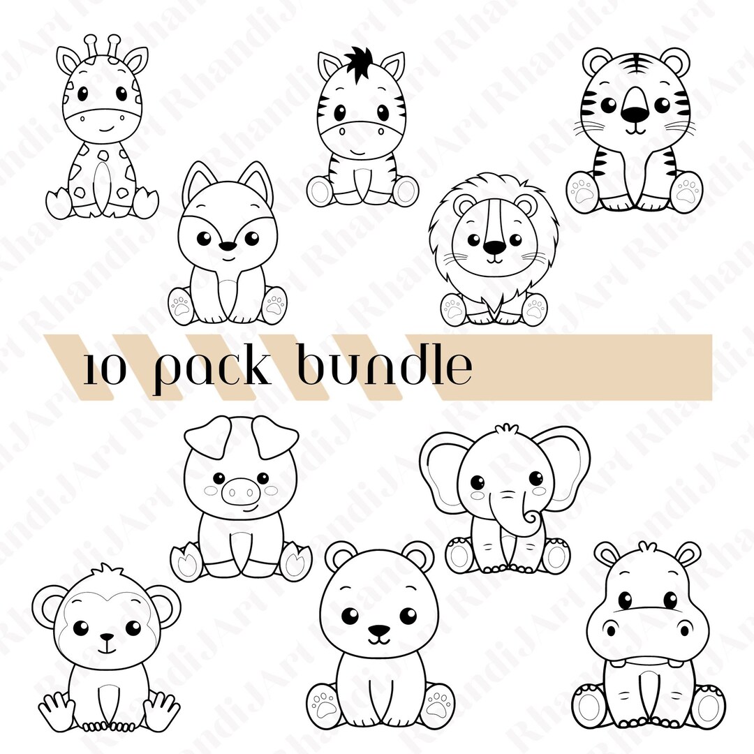 Baby Doe Eyed Animal Bundle, Zoo Animals, Safari Animals, Animal ...