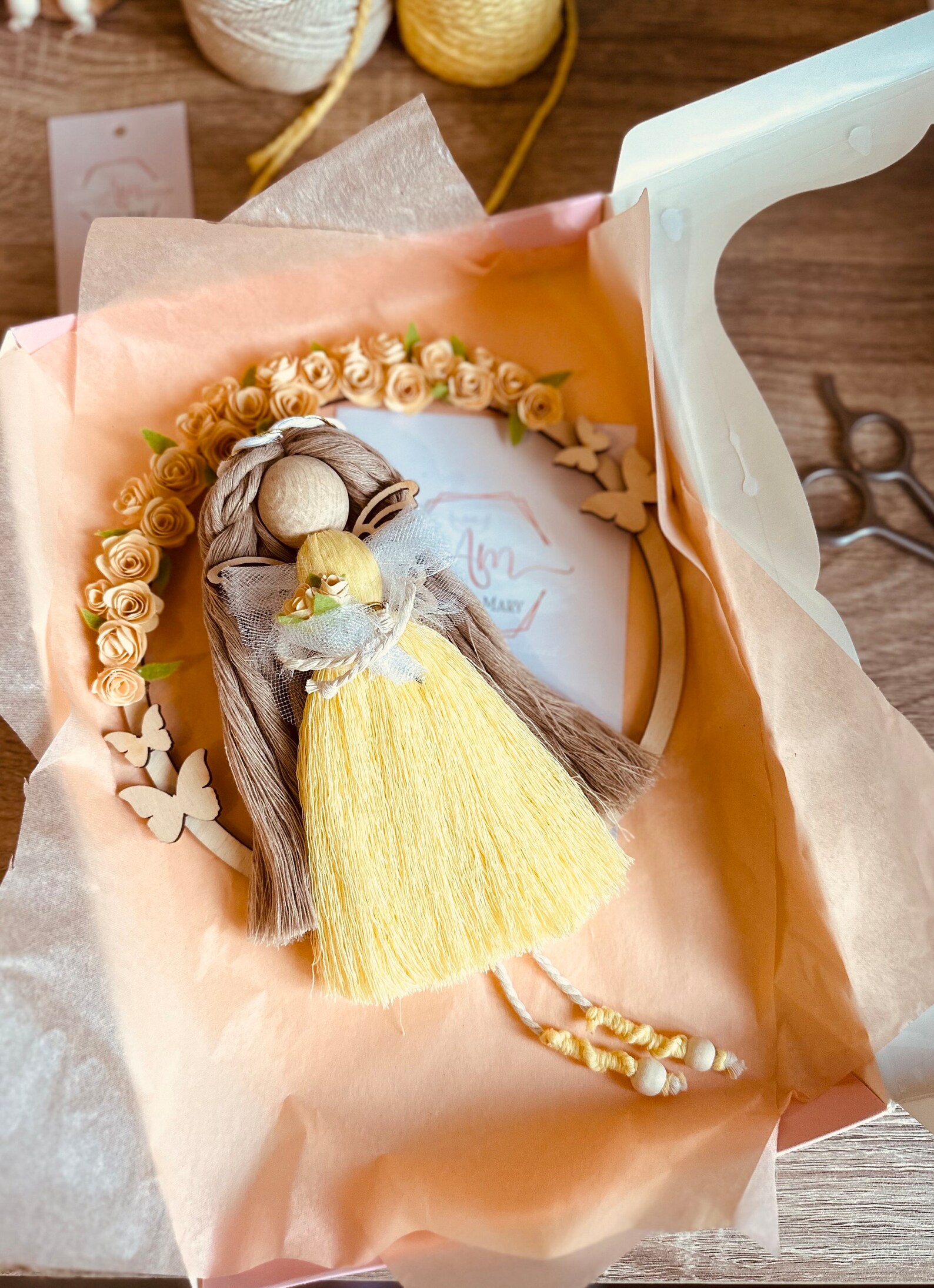 Personalized Doll, Souvenir Baptism, for Holy Communion, Macrame Angel ...