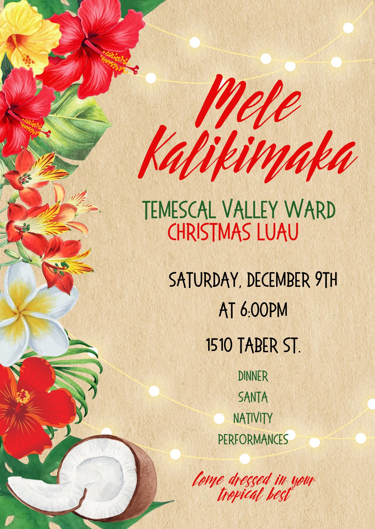 Hawaiian Christmas Party, Mele Kalikimaka, Classic Look, Christmas Luau ...