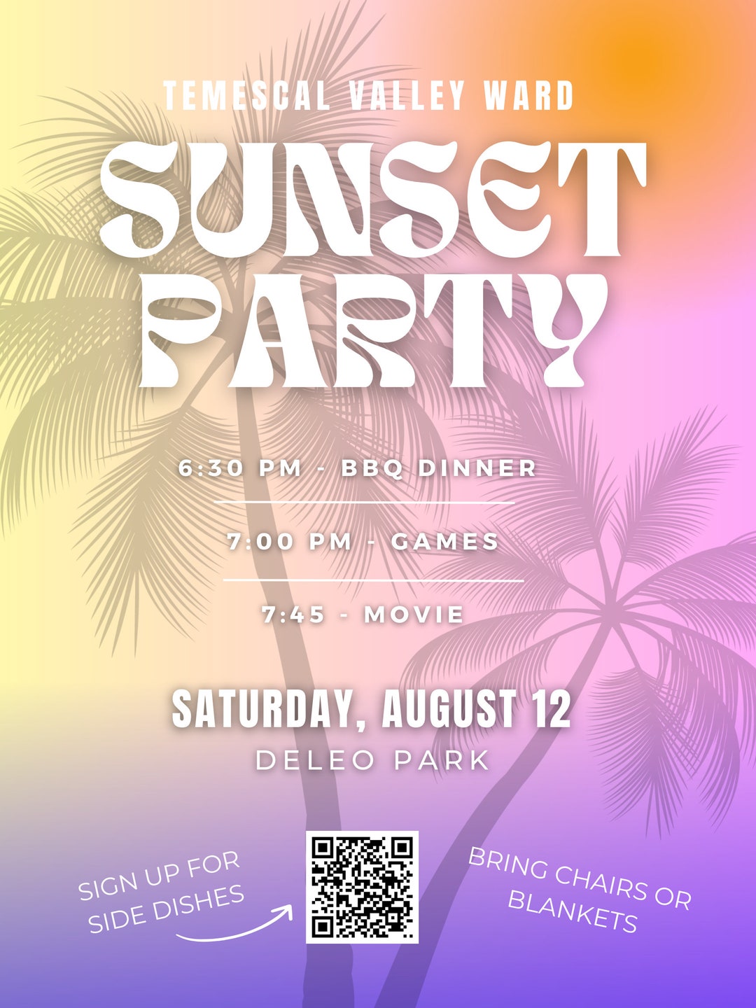 Sunset Party Invitation, Summer Party - Editable - Canva Pro Needed - Etsy