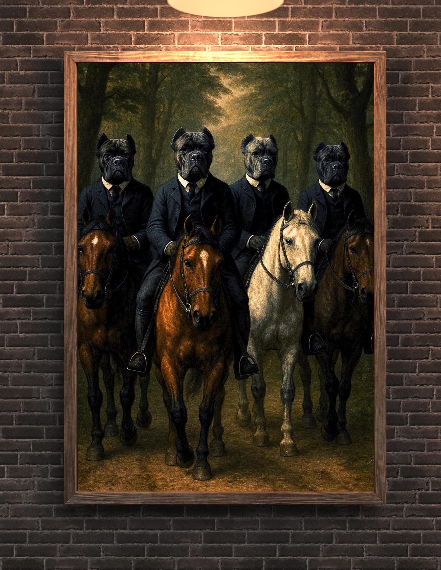 Cane Corsos on Horses Poster | Cane Corso Fleet | Horse Art | Farm ...