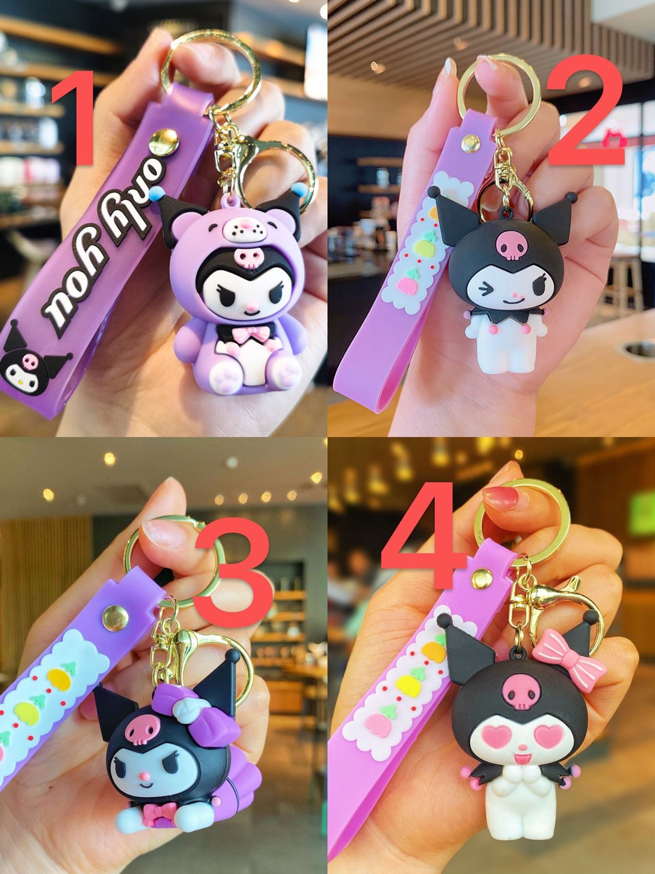 Sanrio Keychain Melody Key Ring Kuromi Keychain Phone Chain Charms Bag ...
