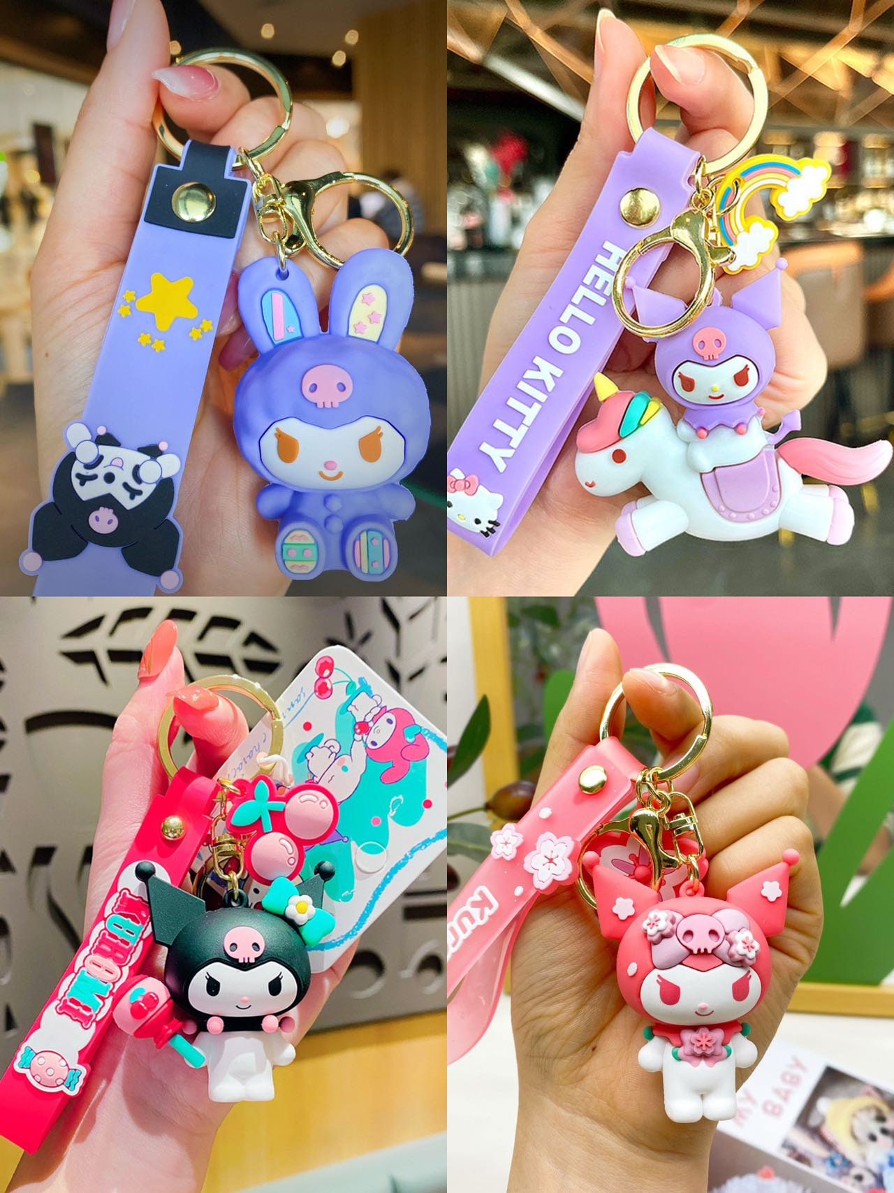 Sanrio Keychain Melody Key Ring Kuromi Keychain Phone Chain Charms Bag ...
