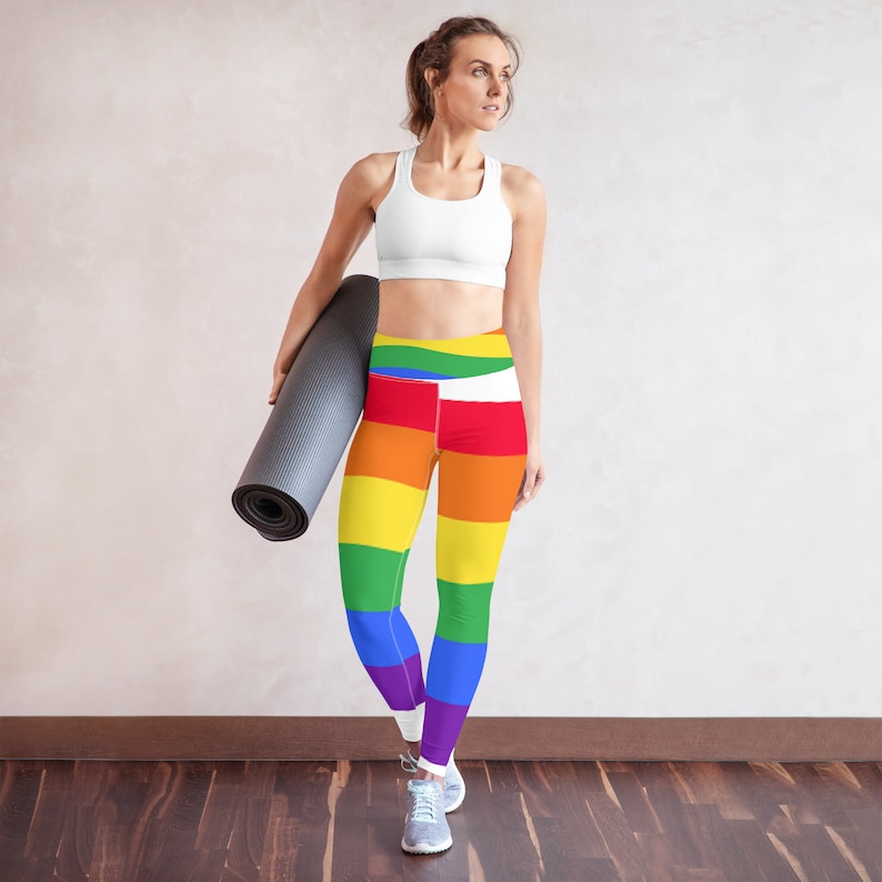 Rainbow LGBTQ Leggings – High-waisted Yoga Pants, Supportive Fitness ...