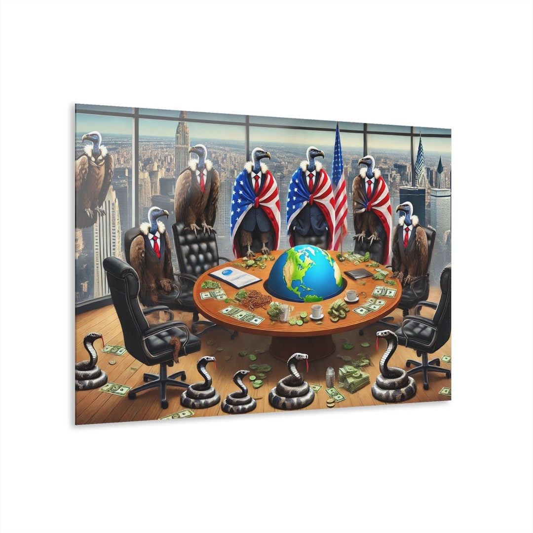 Corporate Vultures Acrylic Print | American Greed Satire Art - Etsy UK
