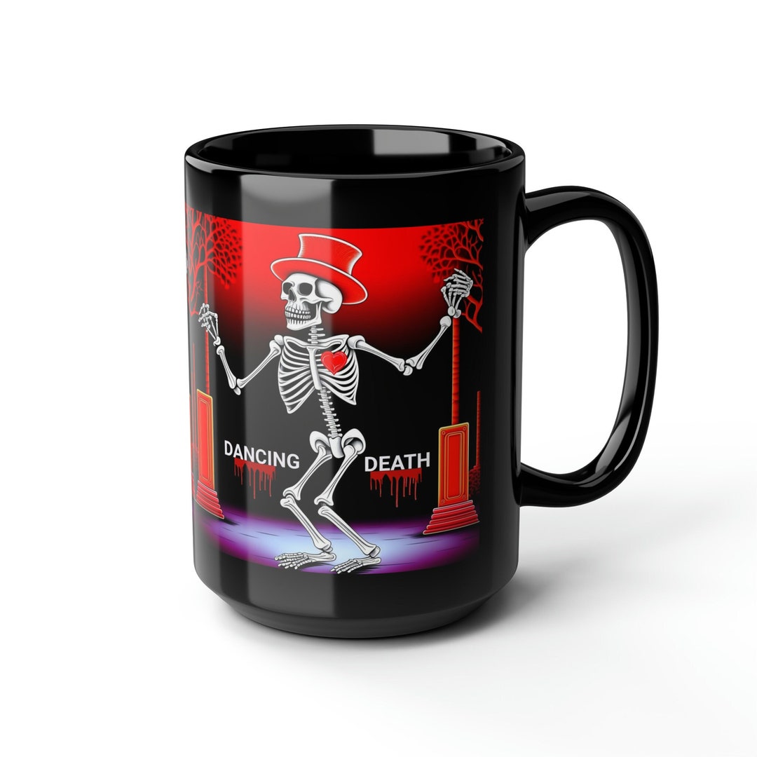 Halloween Noir Coffee Mug | Spooky Dancing Skeleton 15oz - Etsy
