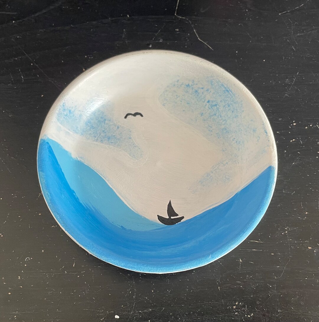Sailboat Ocean Relaxing Blue Sailing Clay Plate - Etsy