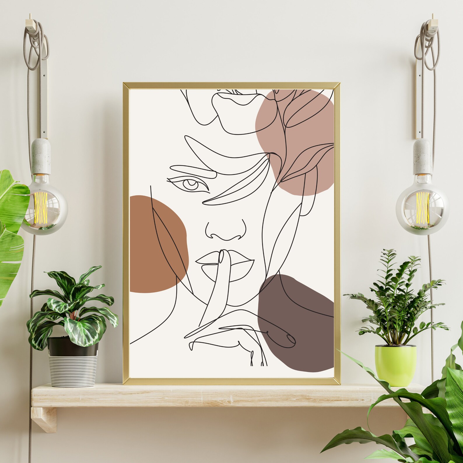 Abstract Boho Art Print,abstract Face Prints,female Face Line Art, Boho ...