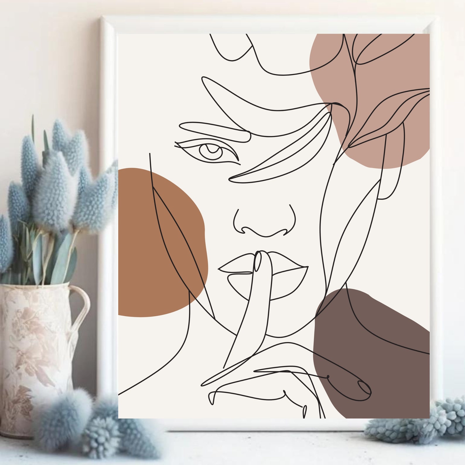 Abstract Boho Art Print,abstract Face Prints,female Face Line Art, Boho ...
