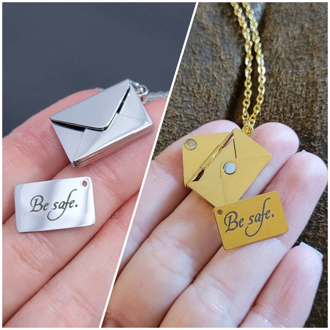 Edward "be Safe" Locket Necklace in Edward's Handwriting - Etsy