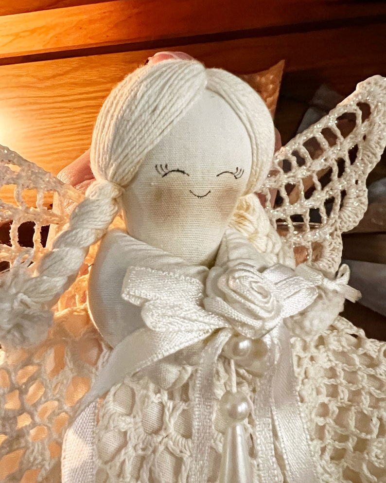 Vintage Pearl Doily Angel Ornament Vintage Ornaments Christmas Ornaments Doily Angel Doily