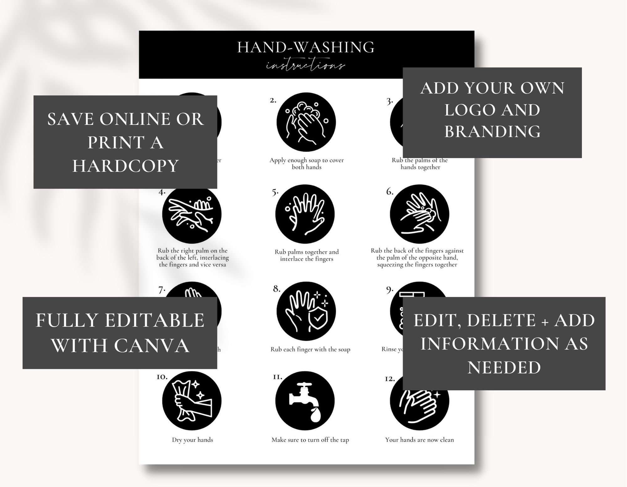 Illustrated Hand Washing Instructions Template Hand-washing Instruction ...