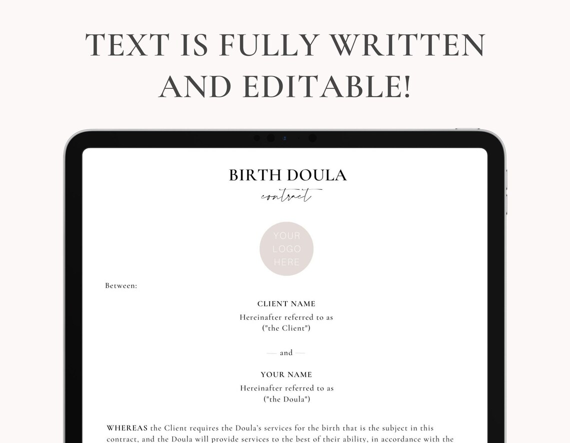 Birth Doula Contract Template Doula Services Agreement Doula Contract ...