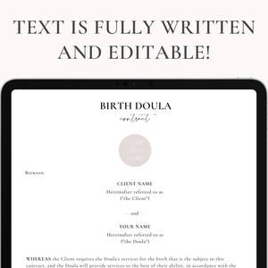 Birth Doula Contract Template | Doula Services Agreement | Doula ...