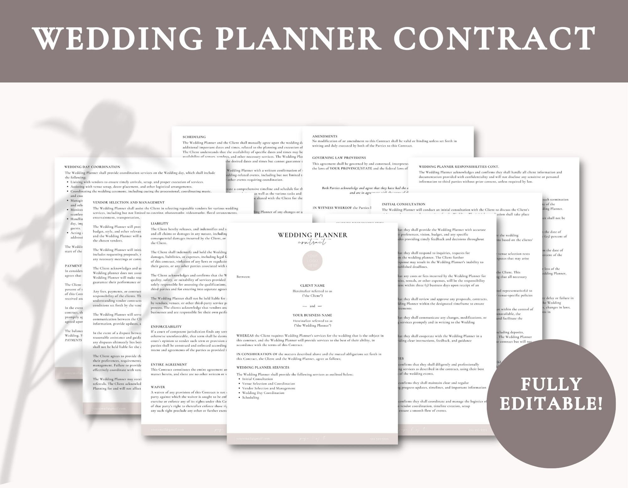Wedding Planner Contract Template | Contract for Wedding Planner ...