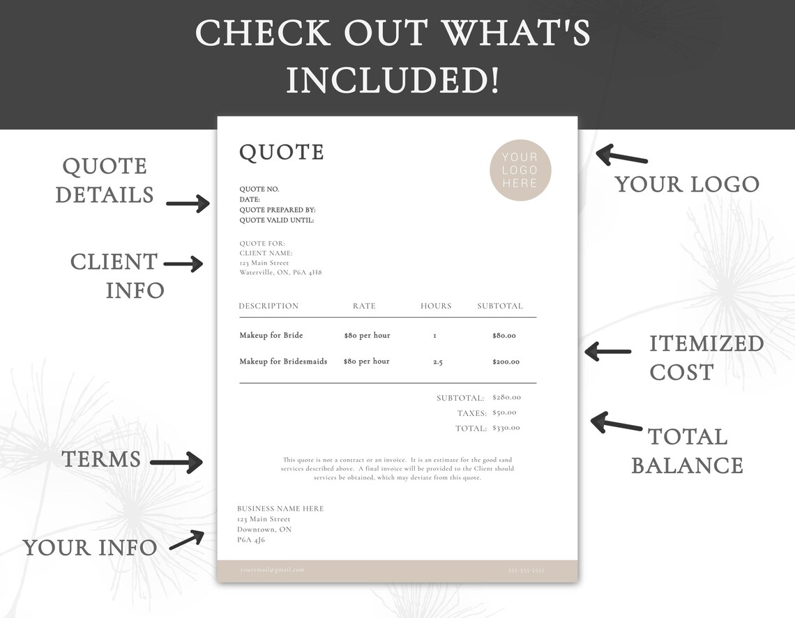 Editable Price Quotation Form Small Business Price Quote Modern ...