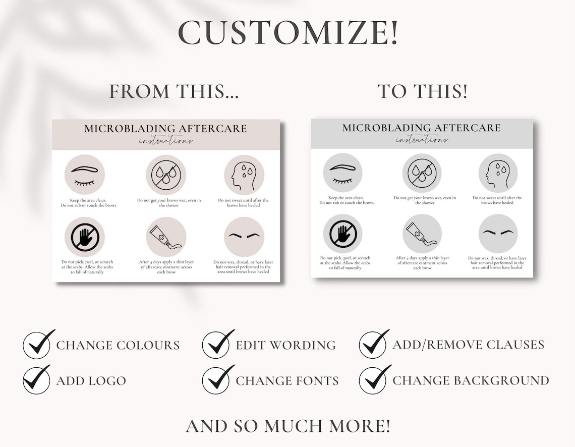 Illustrated Microblading Aftercare Instructions Microblading Business ...