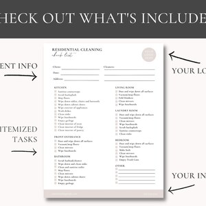 Residential Cleaning Check List | Editable House Cleaning Check List ...