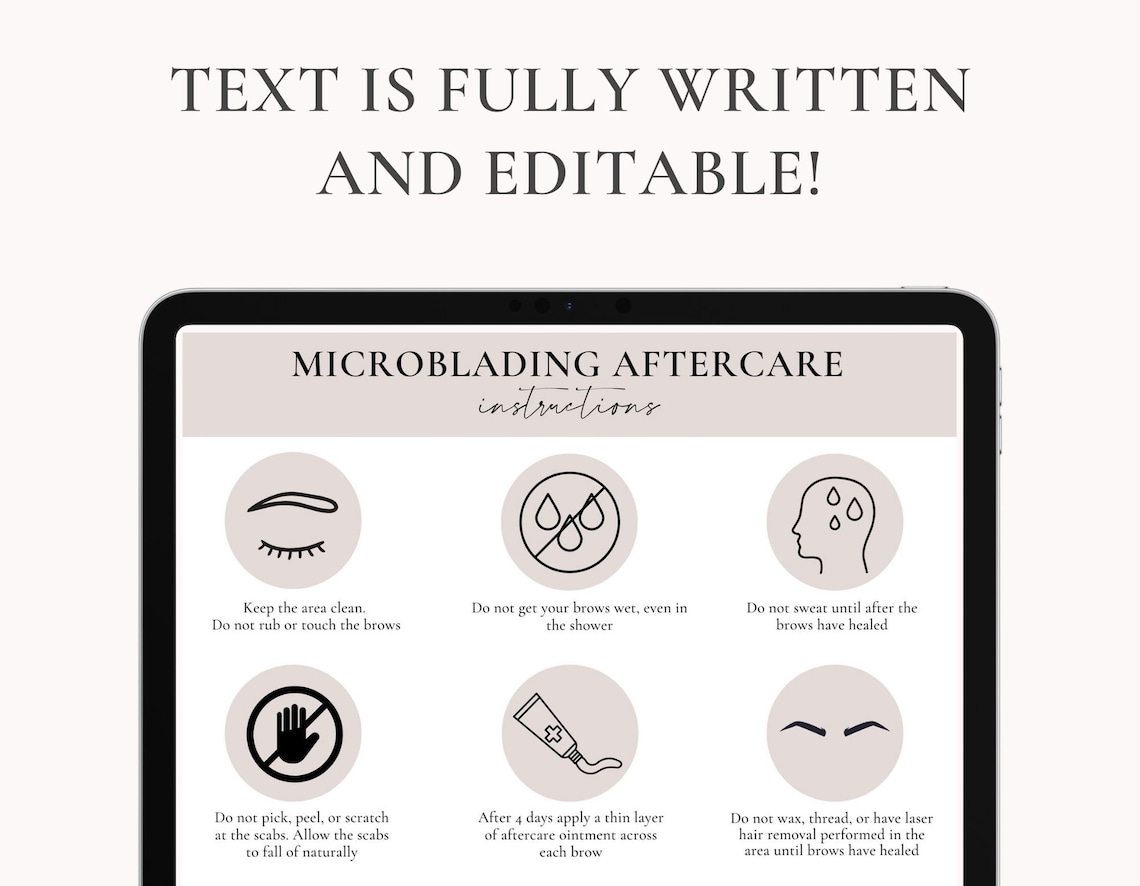 Illustrated Microblading Aftercare Instructions Microblading Business ...