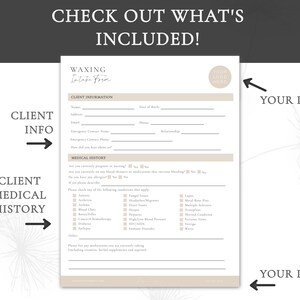 Editable Waxing Treatment Forms | Editable Waxing Client Intake Form ...