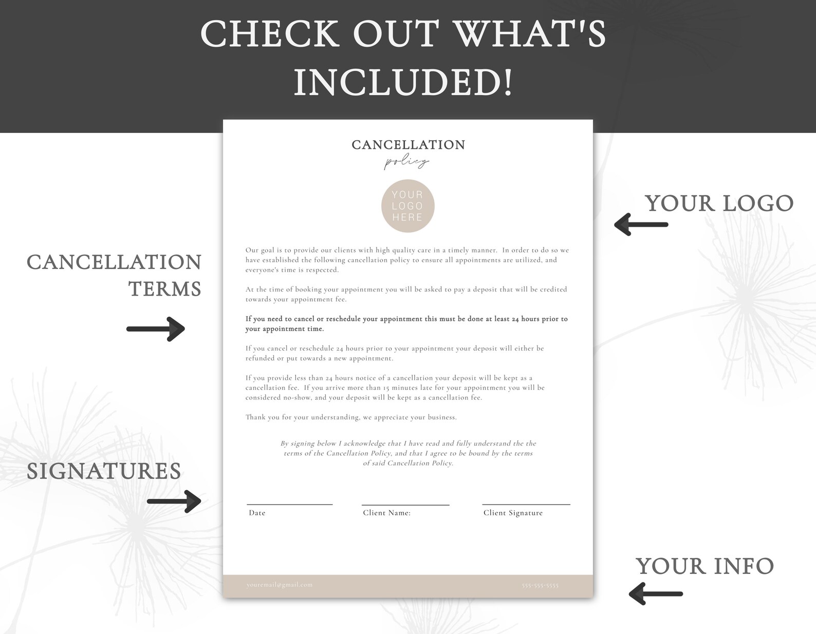 Editable Cancellation Policy Form Appointment Cancellation - Etsy Canada