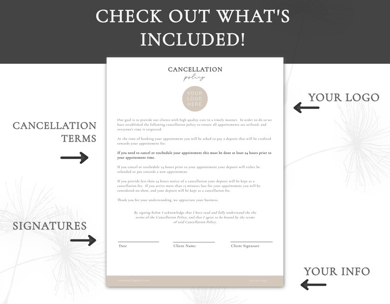 Editable Cancellation Policy Form | Appointment Cancellation Policy ...
