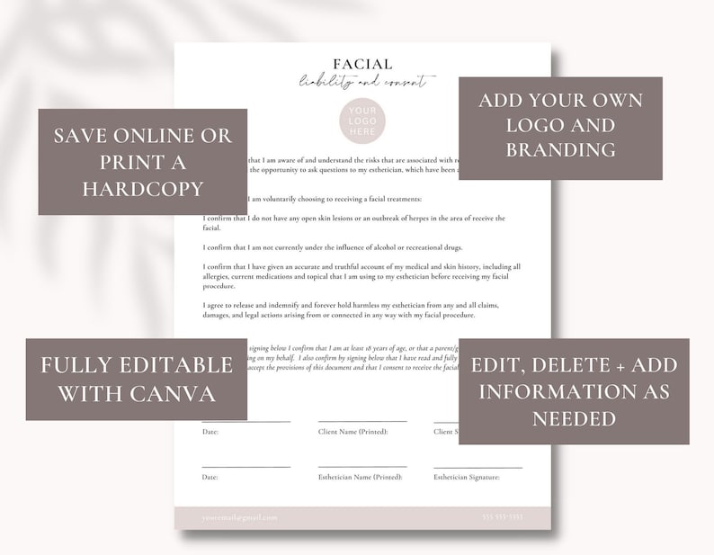 Facial Client Liability and Consent Form Facial Treatment - Etsy