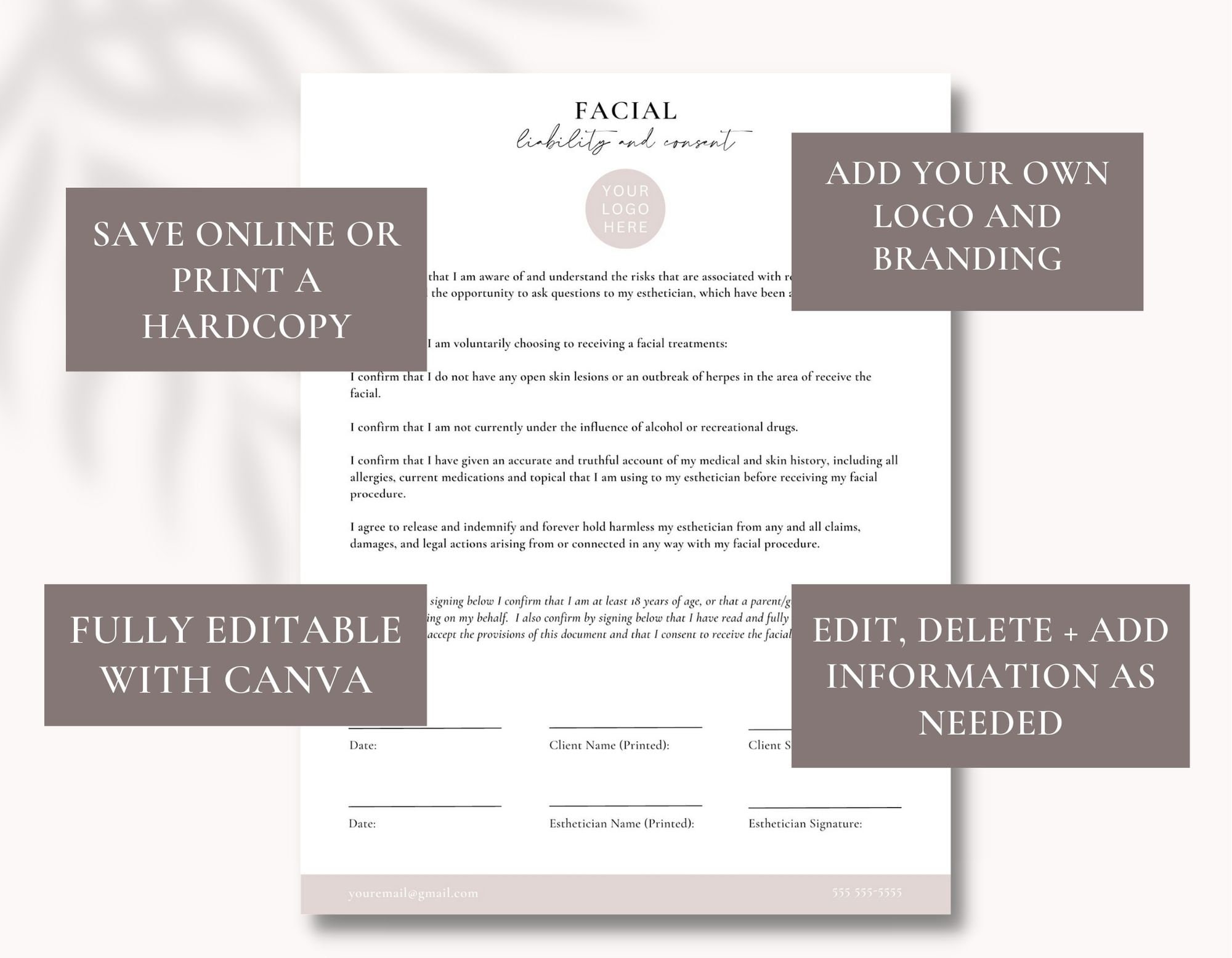 Facial Client Liability and Consent Form Facial Treatment - Etsy