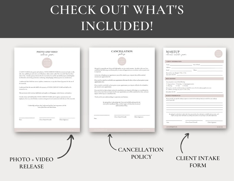 Makeup Artist Document Bundle Makeup Business Template Makeup Artist ...