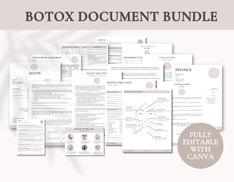 Botox Injection Document Bundle | Botox Client Form | Editable Botox ...