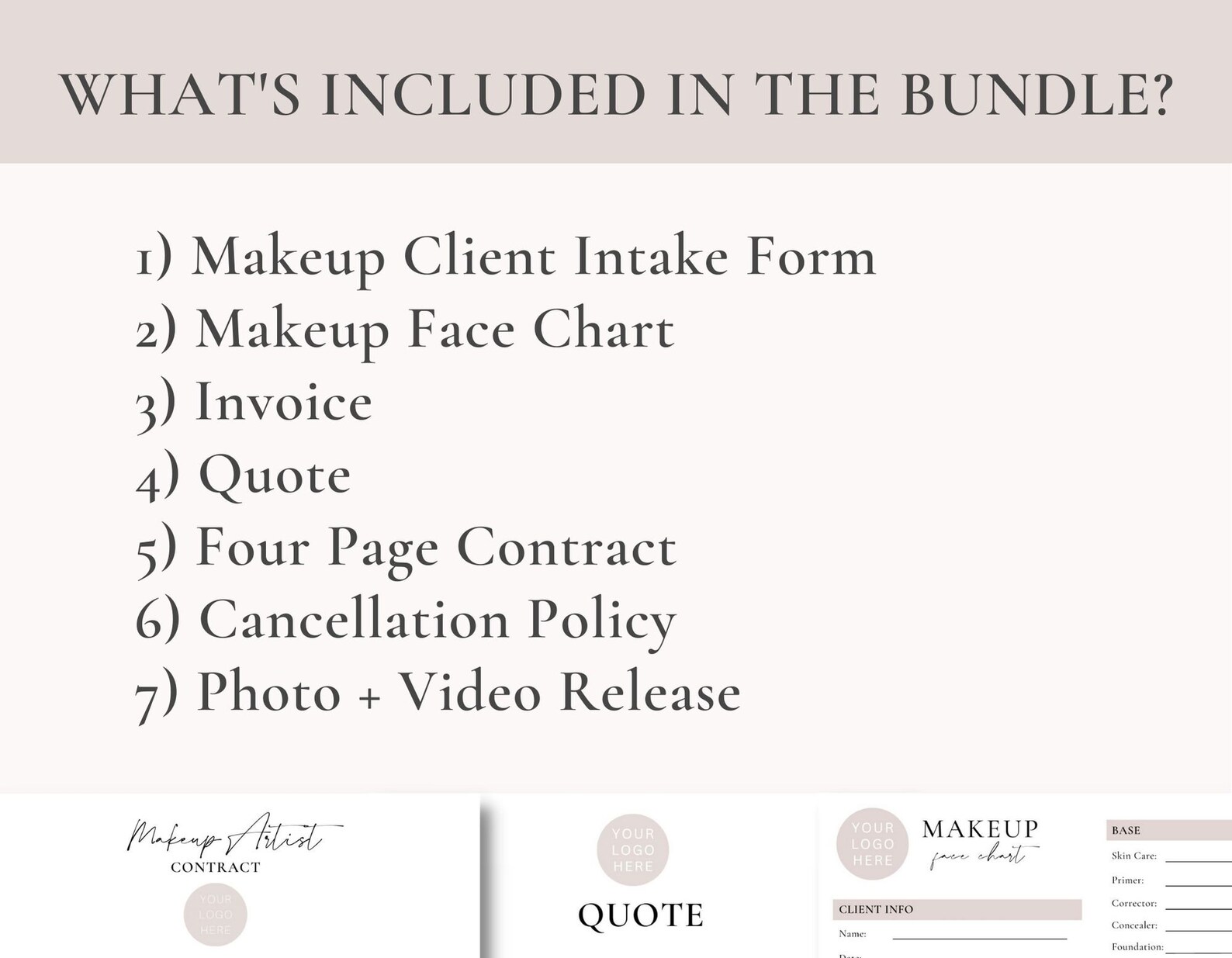 Makeup Artist Document Bundle Makeup Business Template Makeup Artist ...