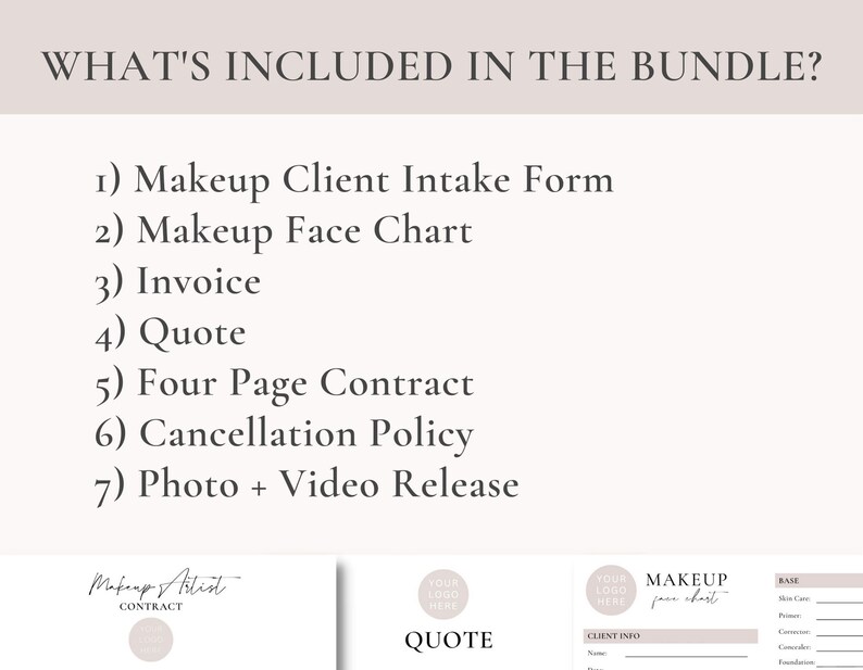 Makeup Artist Document Bundle Makeup Business Template Makeup Artist ...