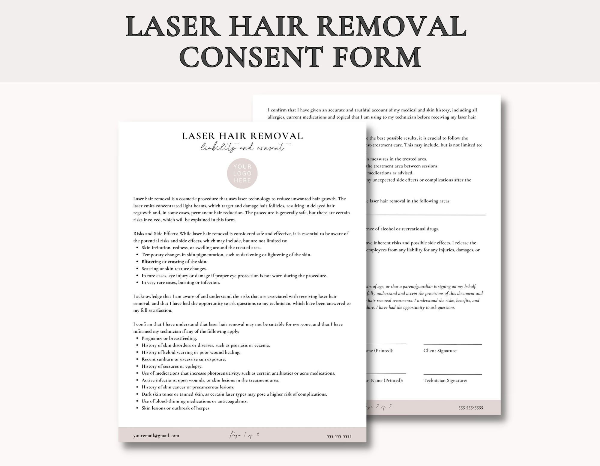 Laser Hair Removal Liability and Consent Form Laser Hair Removal ...