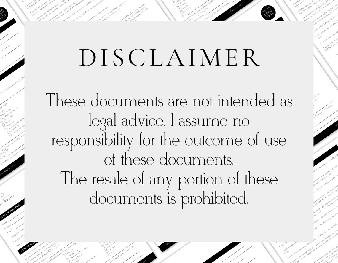 Tattoo Intake Form Tattoo Consent Form Tattoo Artist Forms - Etsy Canada