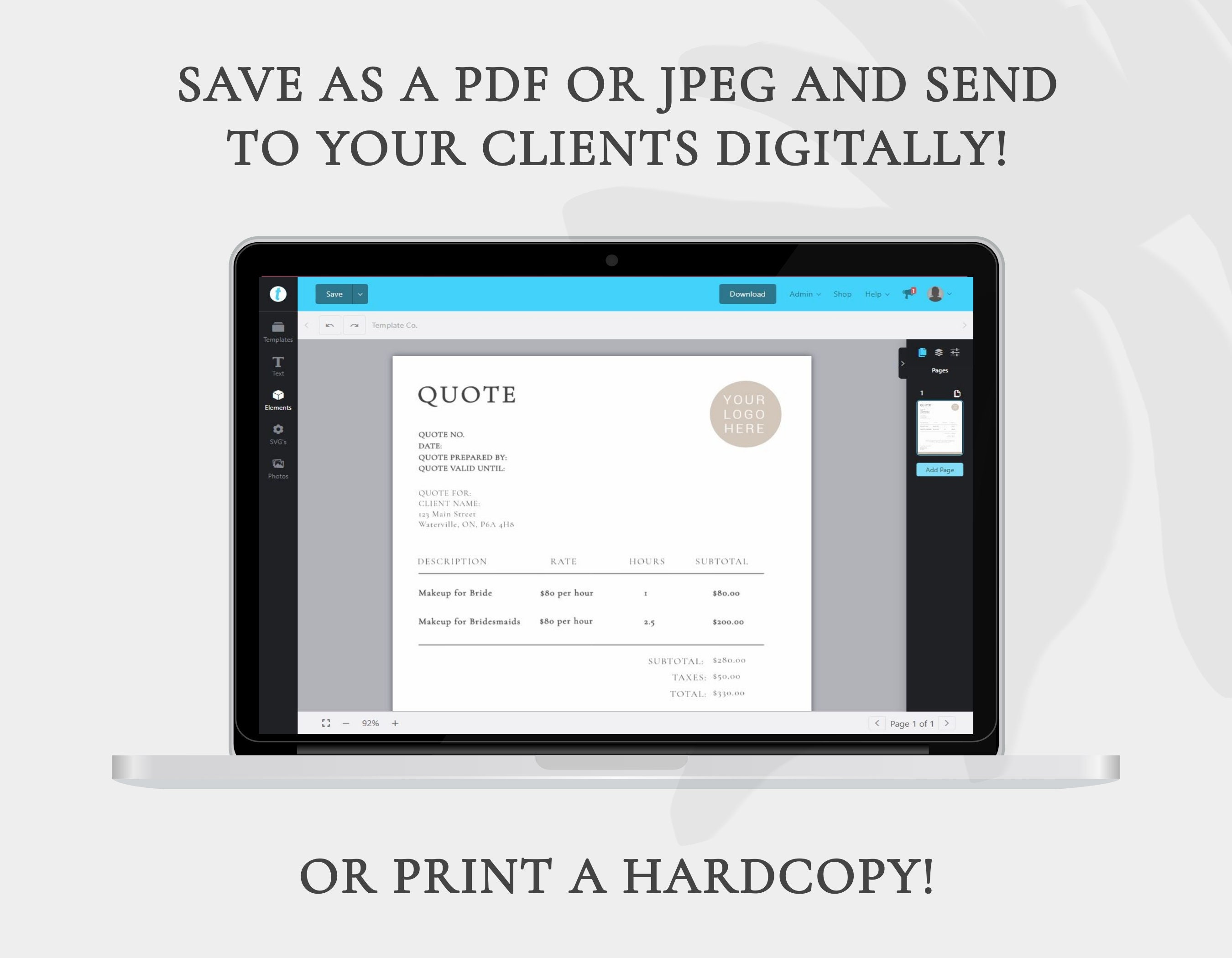 Editable Price Quotation Form Small Business Price Quote Modern ...
