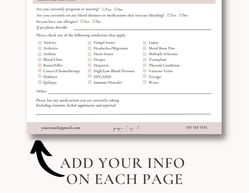 Microblading Client Intake and Consent Form | Microblading Consultation ...