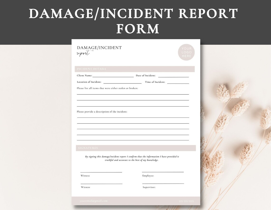 Editable Damage Incident Report Form | Incident Report Form | Damage ...