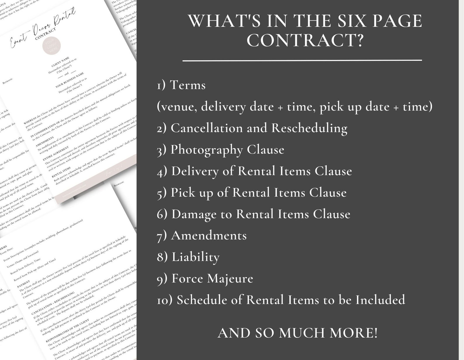 Event Decor Rental Document Bundle Event Decor Rental Contract Editable ...