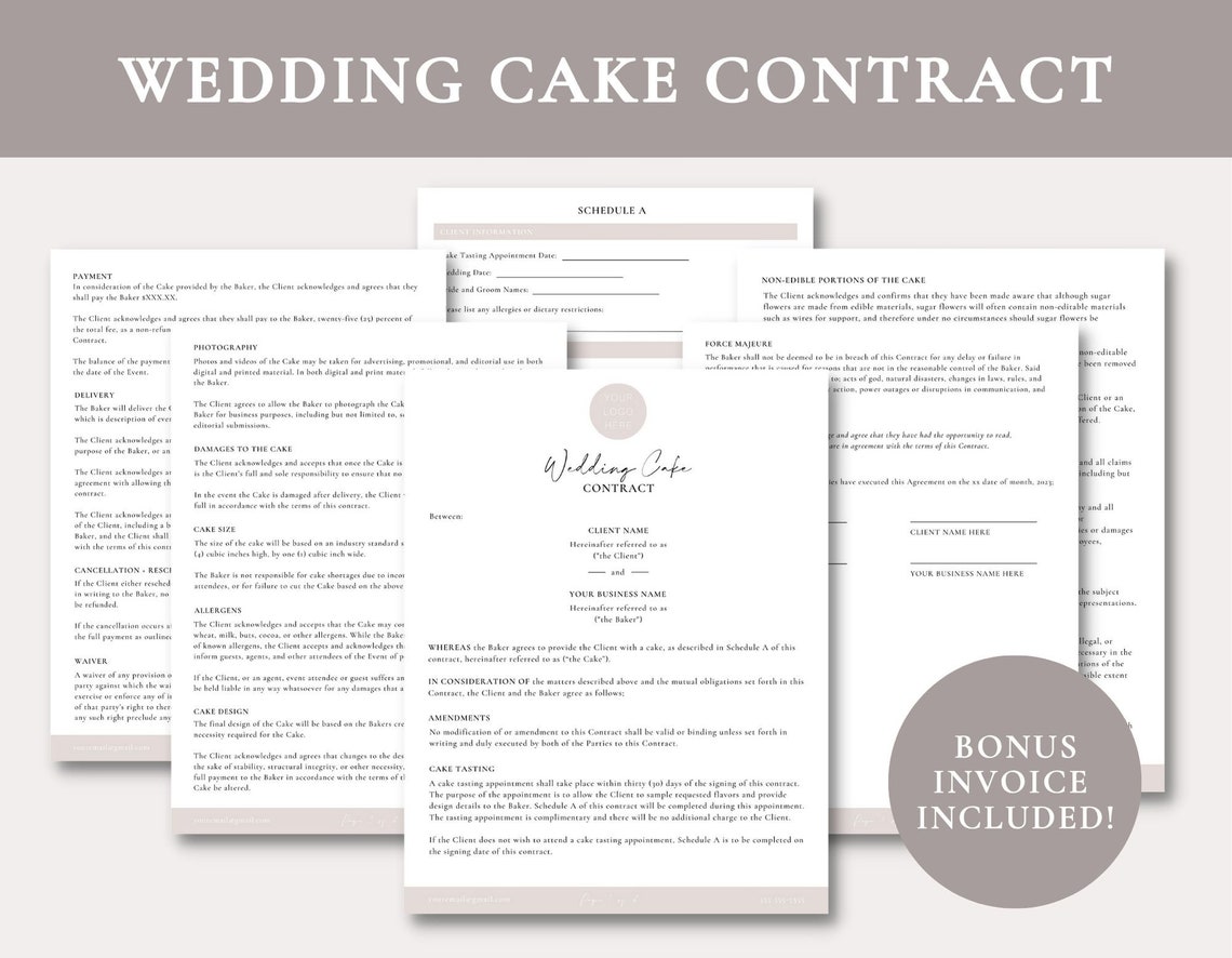Editable Wedding Cake Contract Template Wedding Cake - Etsy Canada