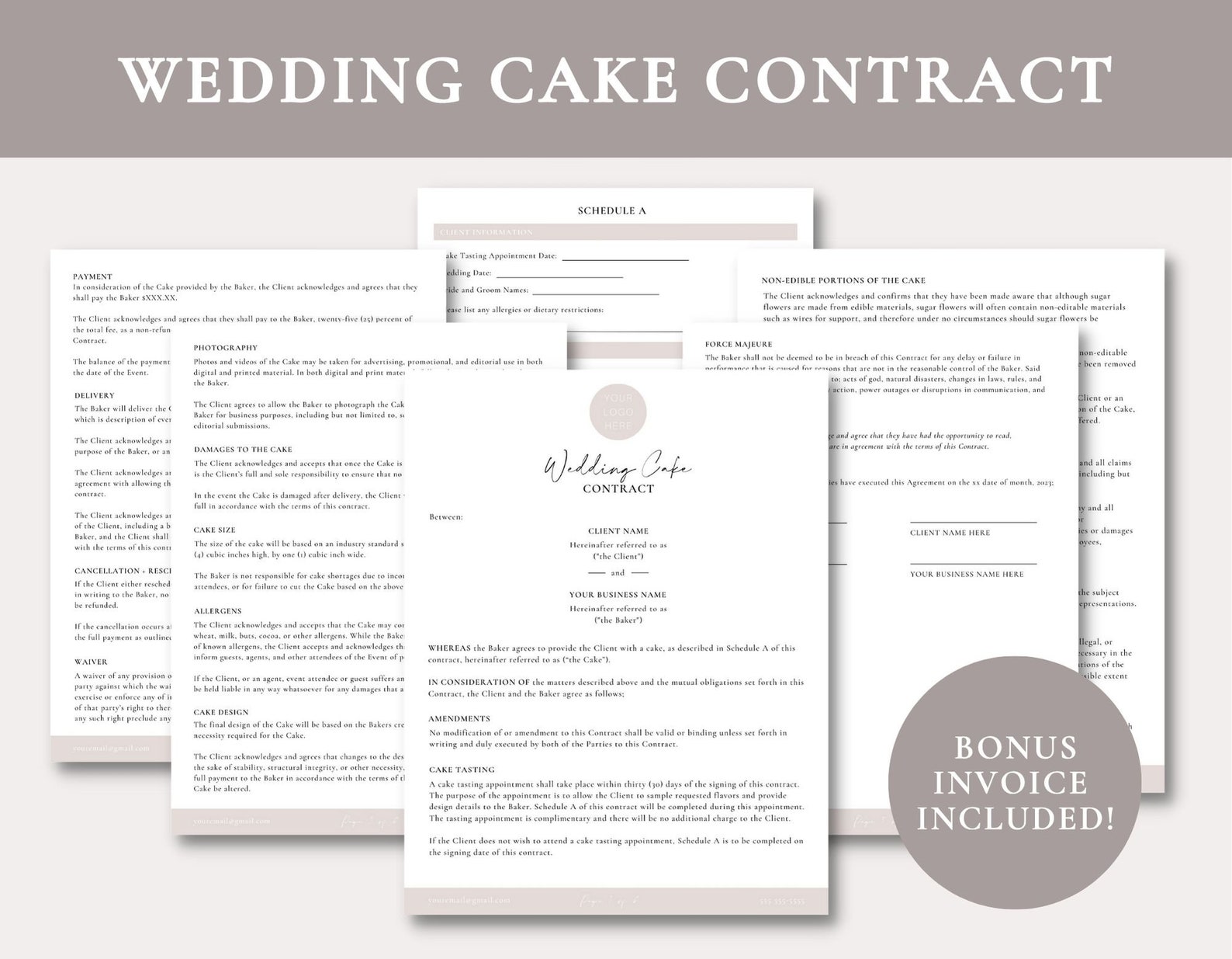 Editable Wedding Cake Contract Template Wedding Cake - Etsy Canada